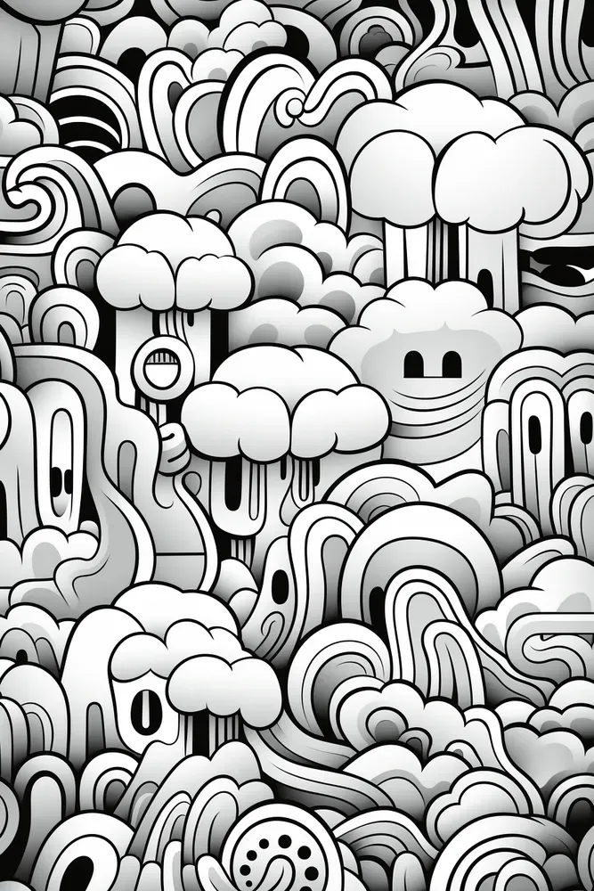 Doodle Fractals Coloring Pages Midjourney Prompt | PromptBase