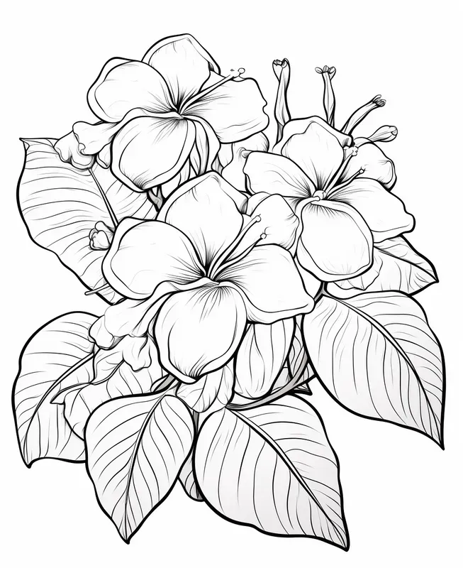 Jungle Flowers Coloring Pages Midjourney Prompt | PromptBase