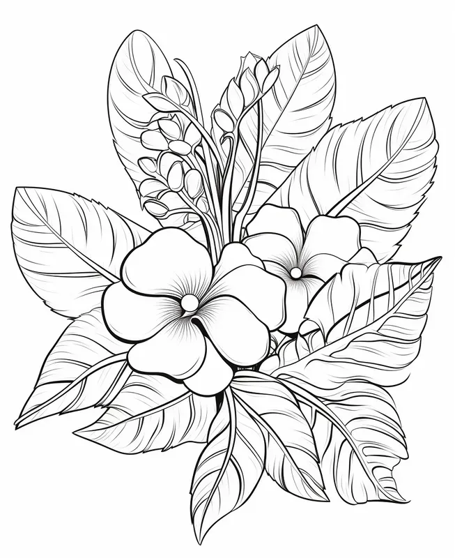 Jungle Flowers Coloring Pages Midjourney Prompt | PromptBase