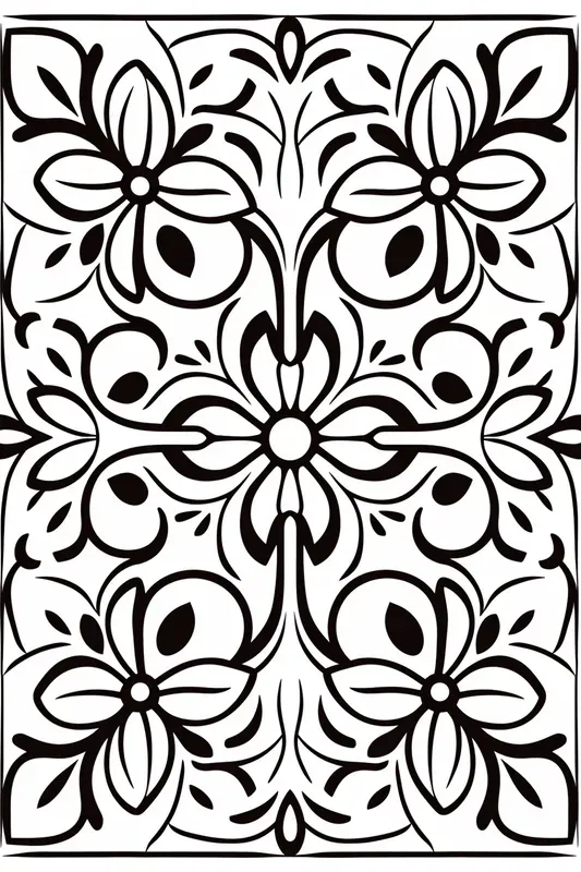 Talavera Tiles Coloring Pages Midjourney Prompt | PromptBase