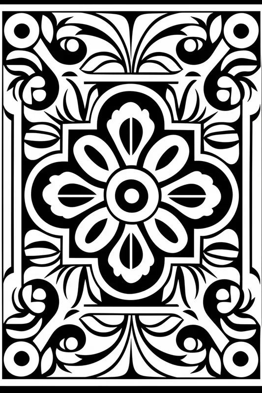 Talavera Tiles Coloring Pages Midjourney Prompt | PromptBase