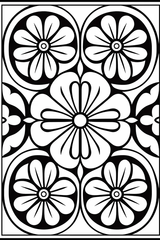 Talavera Tiles Coloring Pages Midjourney Prompt | PromptBase