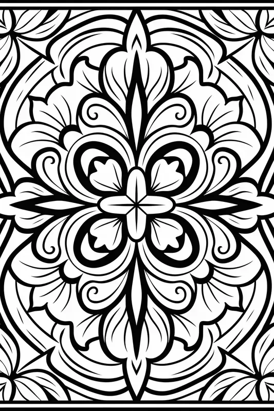 Talavera Tiles Coloring Pages Midjourney Prompt | PromptBase