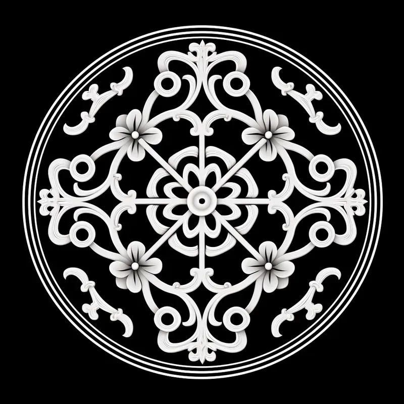 Woodcut Carved Circular Icon Patterns Midjourney Prompt | PromptBase