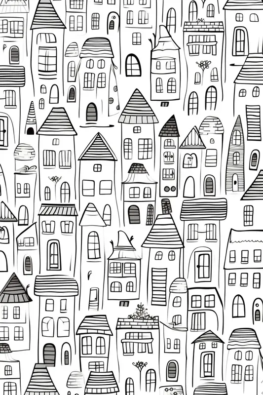 House Pattern Coloring Pages Midjourney Prompt | PromptBase