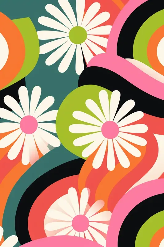 Retro 70s Flower Patterns Midjourney Prompt | PromptBase