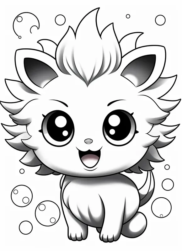 Kawai Pokemon Coloring Pages Midjourney Prompt | PromptBase