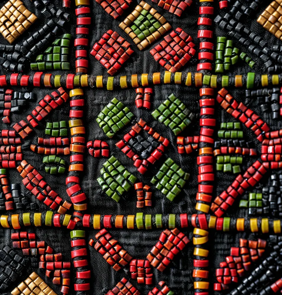 African Beadwork Fabric Patterns Midjourney Prompt | PromptBase