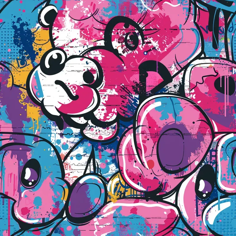 Graffiti Doodle Cartoon Animal Patterns Midjourney Prompt | PromptBase