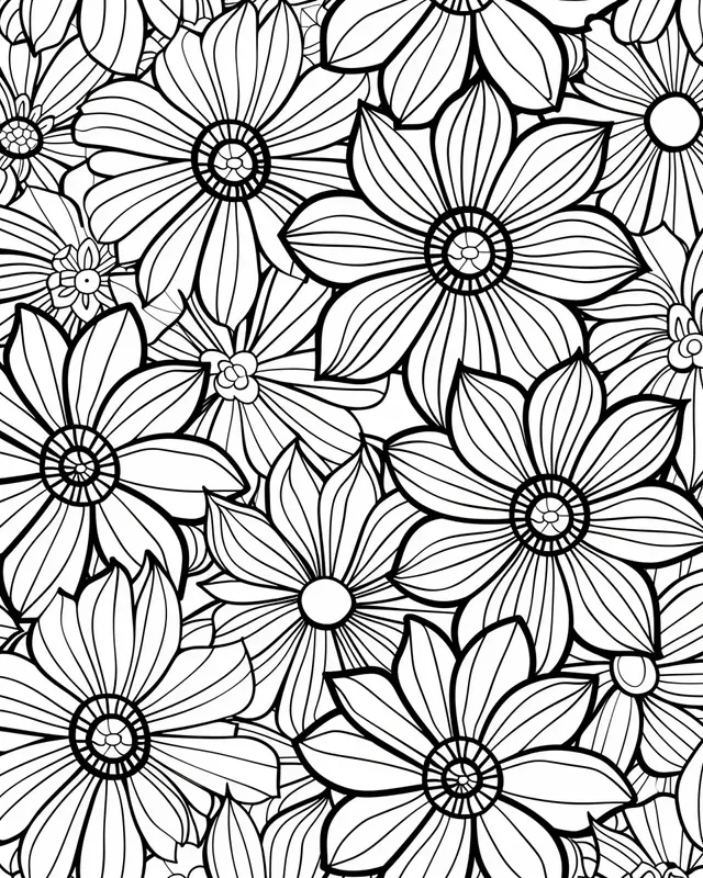 Flowers Zentangle Pattern Coloring Pages Midjourney Prompt | PromptBase