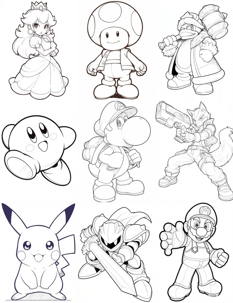 Nintendo Coloring Books Midjourney Prompt | PromptBase