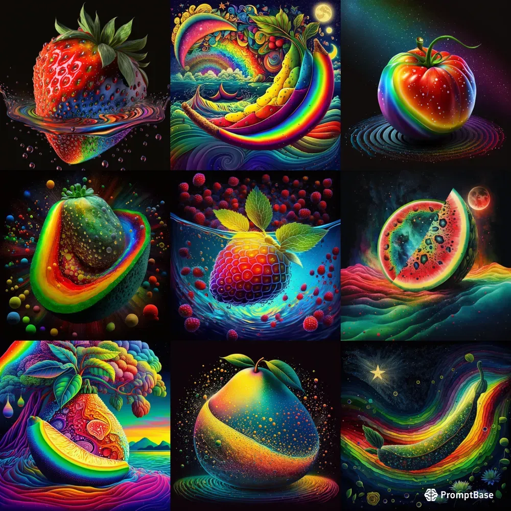 Trippy Fruits Midjourney Prompt | PromptBase