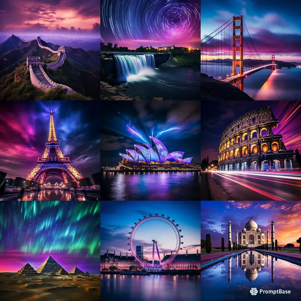 Landmark Long Exposure Photography Art Midjourney Prompt | PromptBase