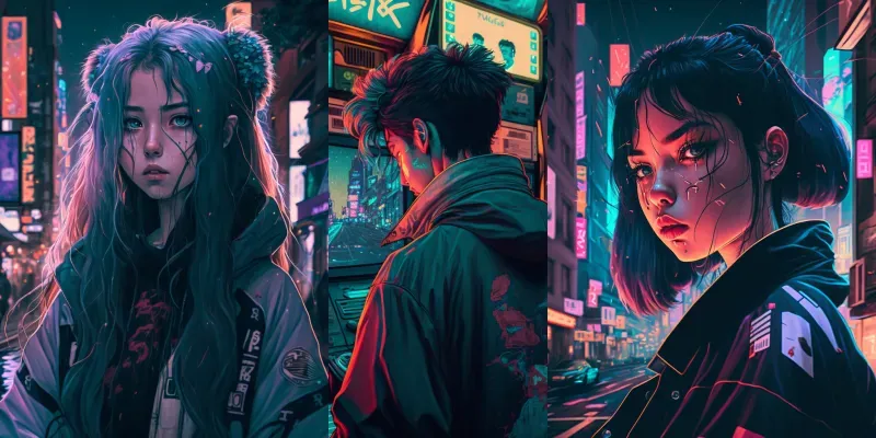 Japanese Vaporwave Characters Midjourney Prompt | PromptBase