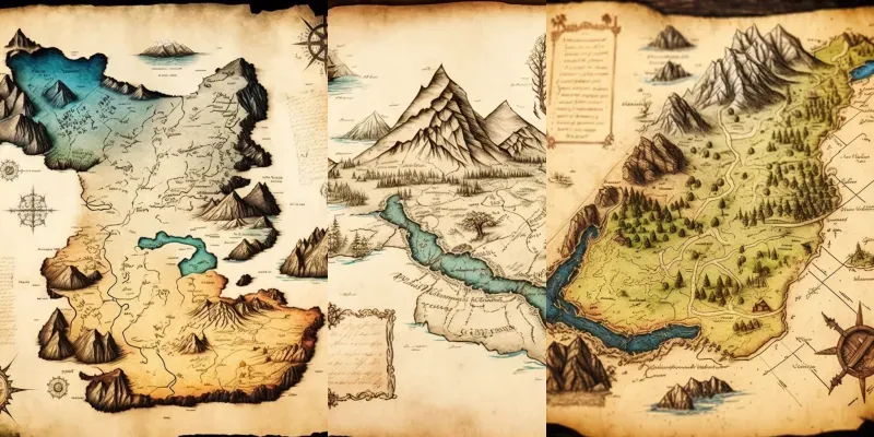 Hand Drawn Fantasy Maps Midjourney Prompt | PromptBase