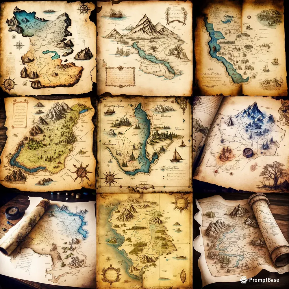 Hand Drawn Fantasy Maps Midjourney Prompt | PromptBase