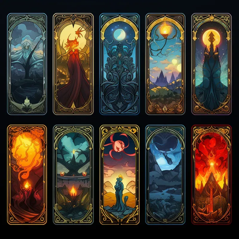 Fantasy Gothic Tarot Cards Sheet Designs Midjourney Prompt | PromptBase