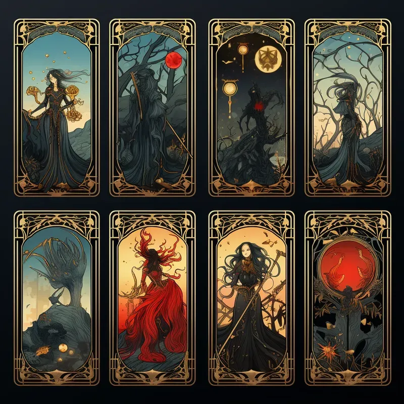 Fantasy Gothic Tarot Cards Sheet Designs Midjourney Prompt | PromptBase