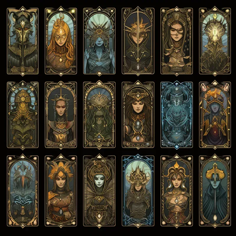 Fantasy Gothic Tarot Cards Sheet Designs Midjourney Prompt | PromptBase
