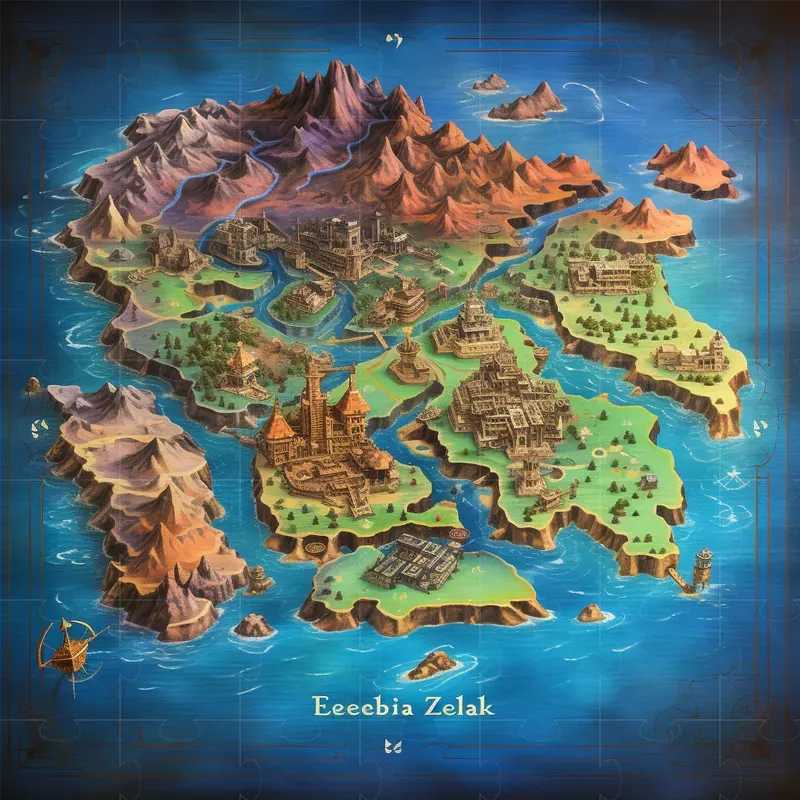 Fantastic Map Dreamworld Maps Midjourney Prompt | PromptBase