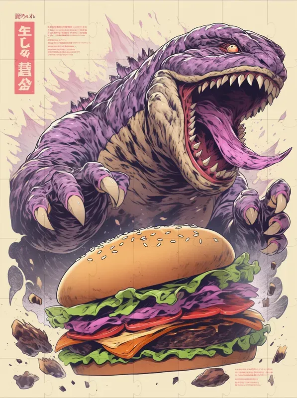 Japanese Poster Art Kaiju Foods Midjourney Prompt | PromptBase
