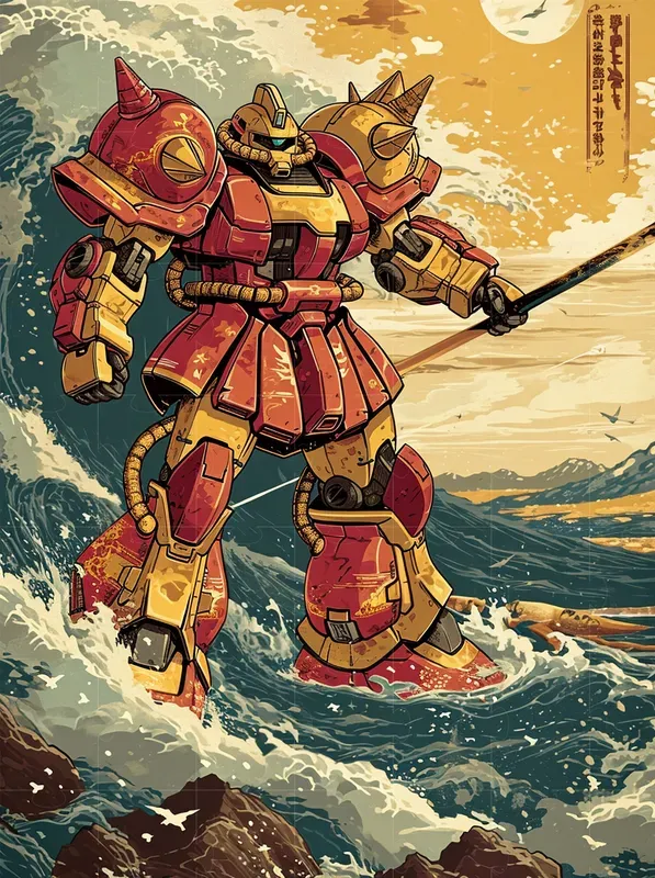 Mecha Vintage Japanese Print Posters Midjourney Prompt | PromptBase