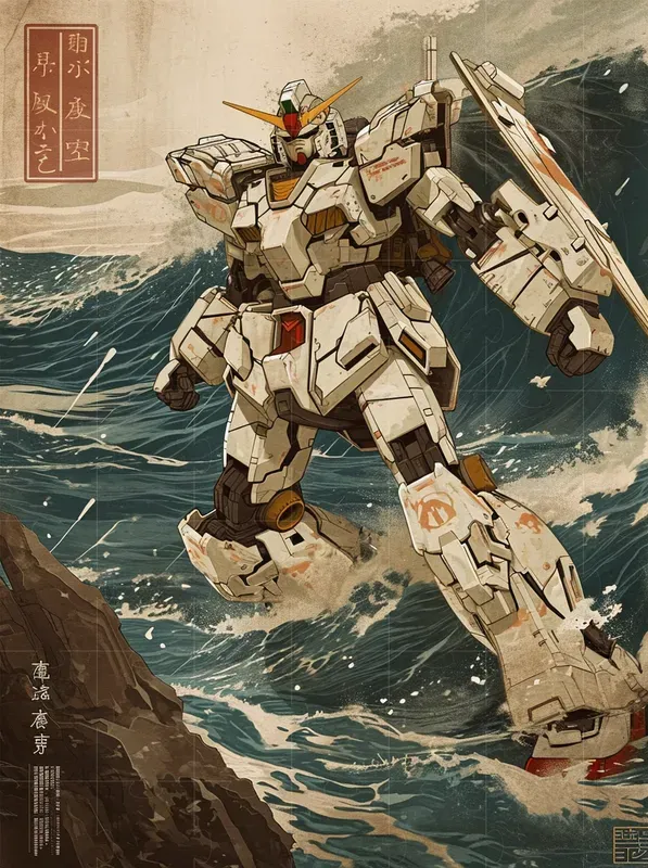 Mecha Vintage Japanese Print Posters Midjourney Prompt | PromptBase