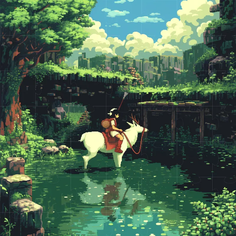 8bit Pixel Ghibli Scenes Midjourney Prompt | PromptBase