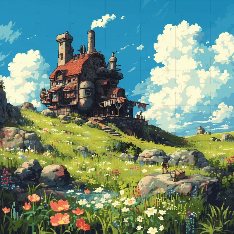 8bit Pixel Ghibli Scenes Midjourney Prompt | PromptBase