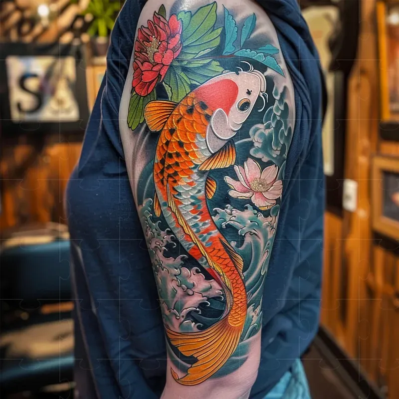 Upper Arm Tattoos Vibrant Colors Midjourney Prompt | PromptBase