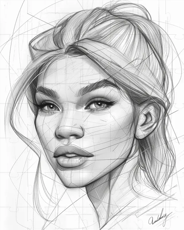 Drawings Of Faces With Draw Details Midjourney Prompt | PromptBase