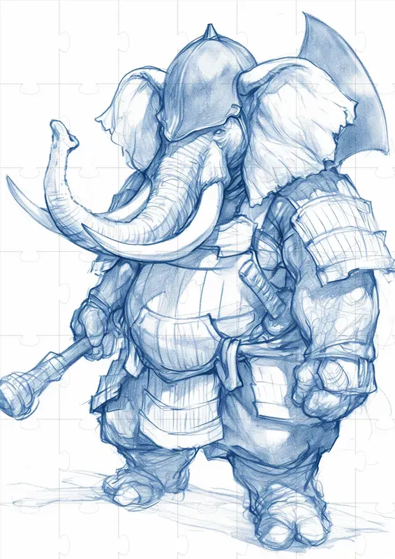 Anthropomorphic Animal Warrior Blue Pens Midjourney Prompt | PromptBase