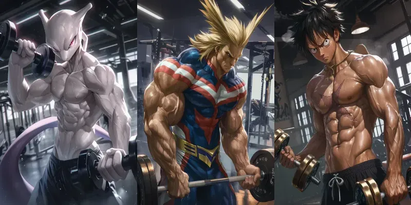 Manga Character Training Gym Workouts Midjourney Prompt | PromptBase