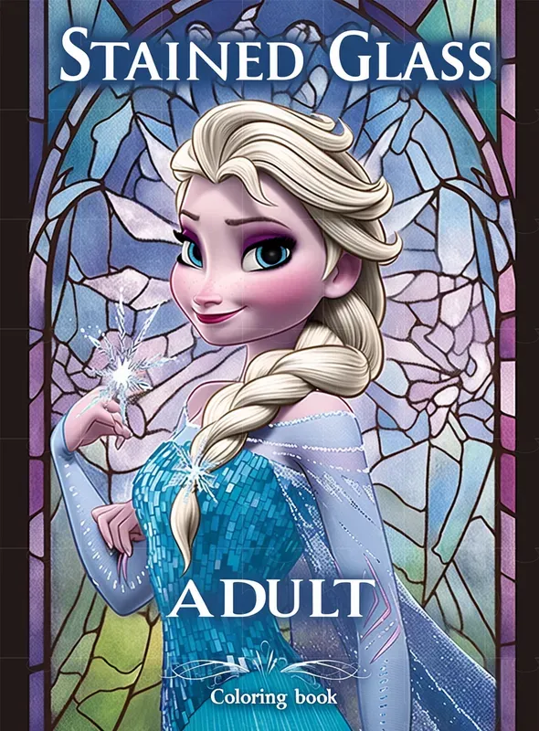 Disney Stained Glass Coloring Book Covers Midjourney Prompt | PromptBase