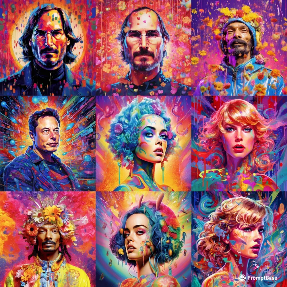 Mesmerizing Psychedelic Portraits Midjourney Prompt | PromptBase