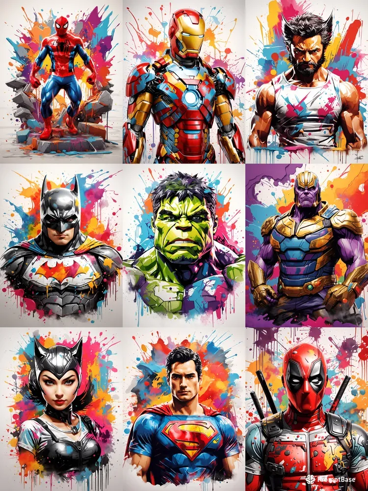 Iconic Superheroes Art Stable Diffusion Prompt | PromptBase