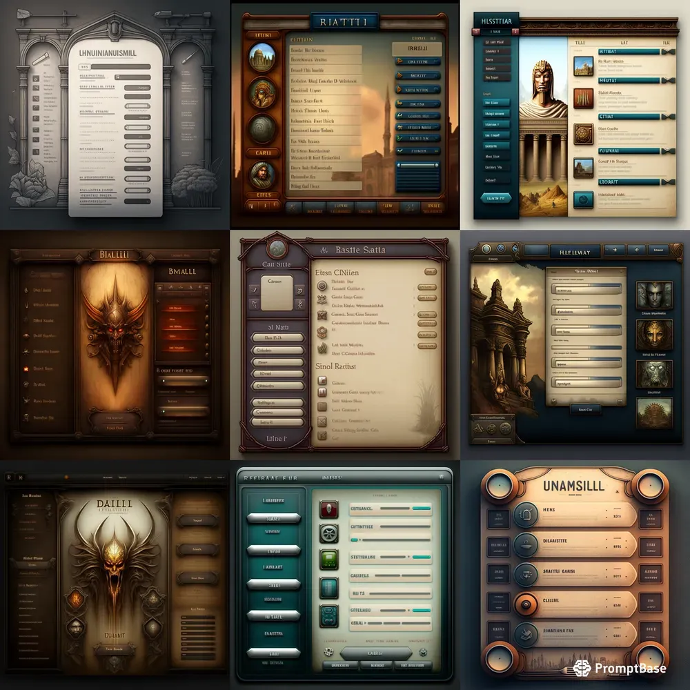 Beautiful Ui Game Designs Midjourney Prompt | PromptBase