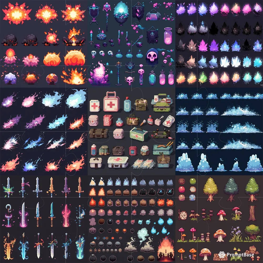 Cute Game Sprite Sheets Midjourney Prompt | PromptBase