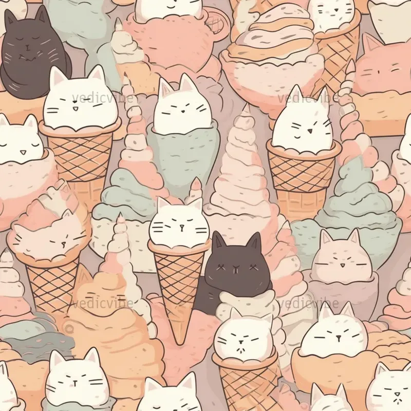 Kawaii Cute Cats Seamless Repeat Patterns Midjourney Prompt | PromptBase