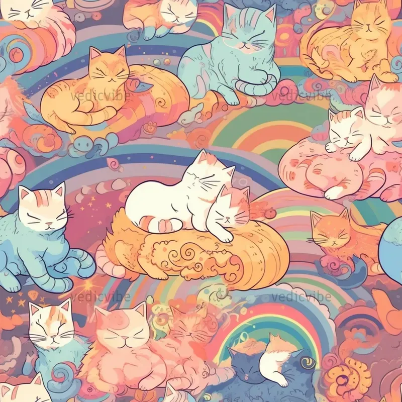 Kawaii Cute Cats Seamless Repeat Patterns Midjourney Prompt | PromptBase