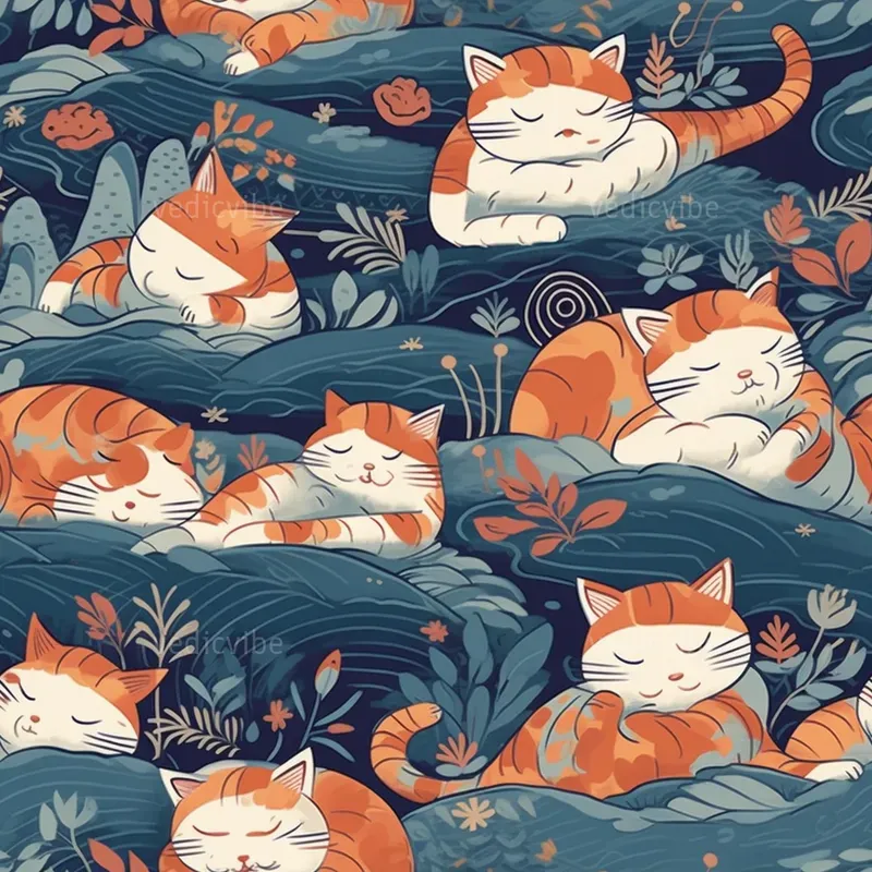 Kawaii Cute Cats Seamless Repeat Patterns Midjourney Prompt | PromptBase