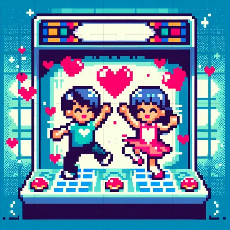 Pixel Art Couples Sharing Moments DALL·E Prompt | PromptBase