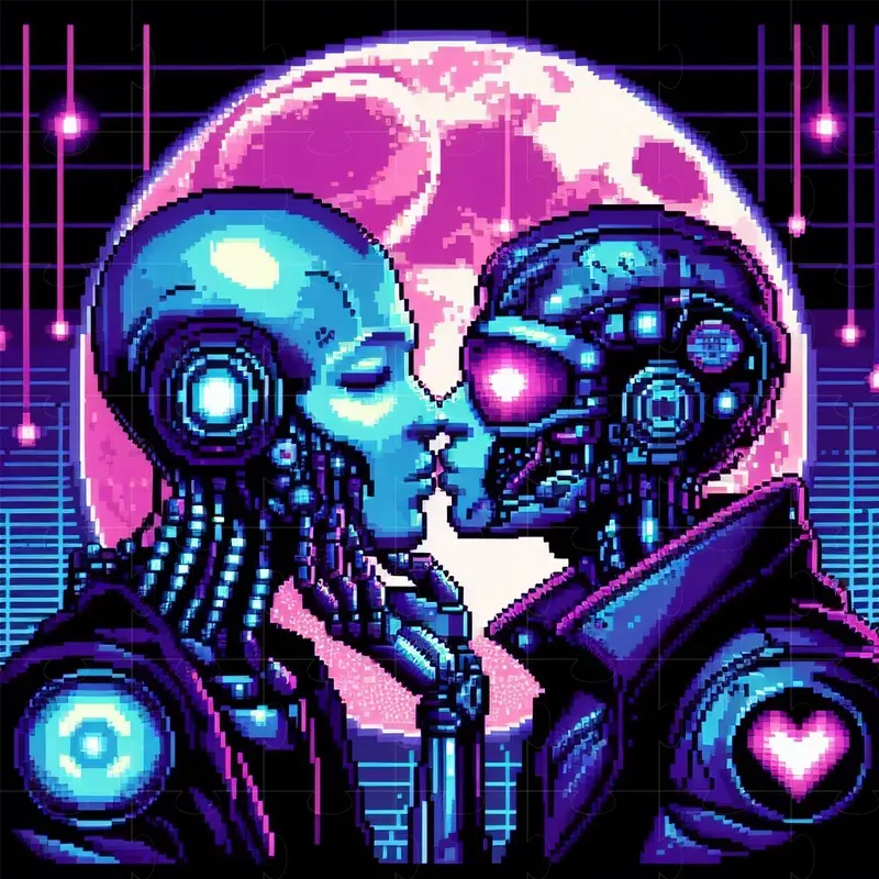 Pixel Art Couples Sharing Moments DALL·E Prompt | PromptBase