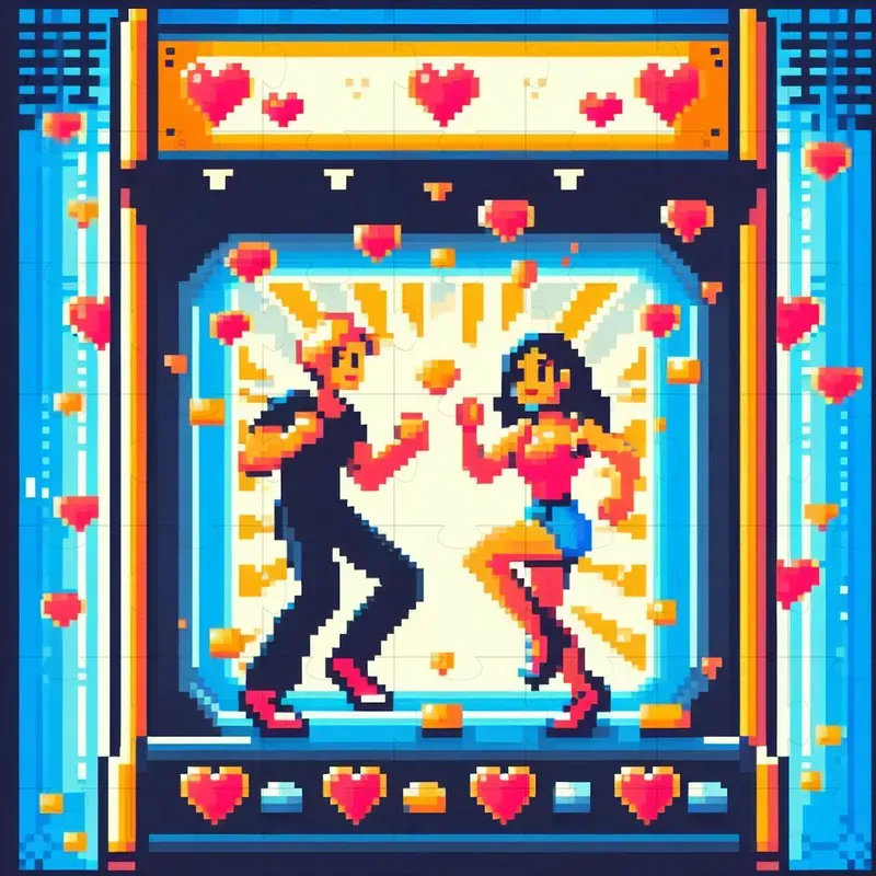 Pixel Art Couples Sharing Moments DALL·E Prompt | PromptBase