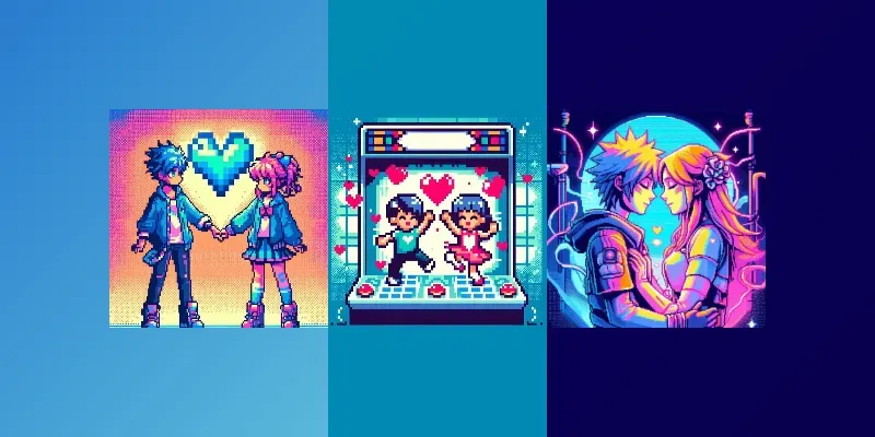 Pixel Art Couples Sharing Moments DALL·E Prompt | PromptBase