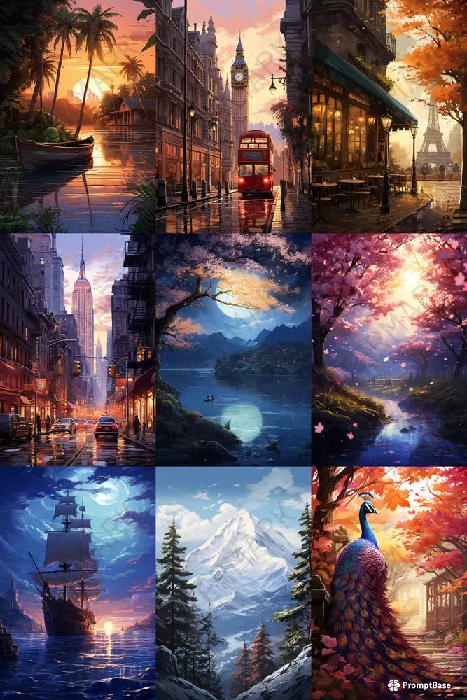 Landscape Posters Cities Postcards And Art Midjourney Prompt | PromptBase