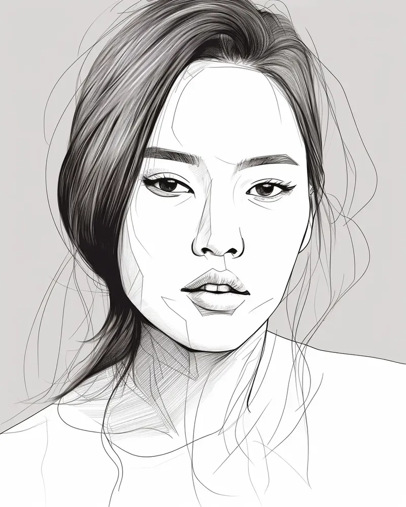 Line Art Vector Portraits Midjourney Prompt | PromptBase