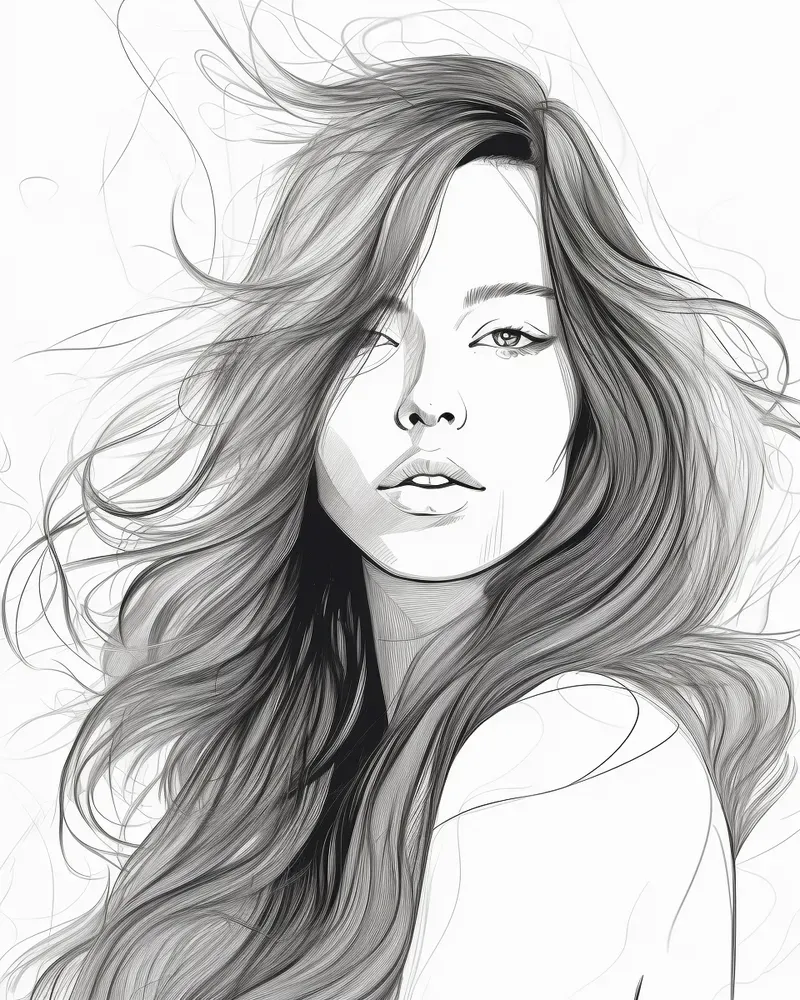 Line Art Vector Portraits Midjourney Prompt | PromptBase