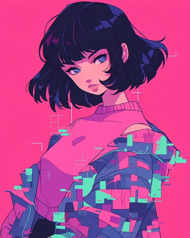 Vaporwave Anime Characters Midjourney Prompt | PromptBase