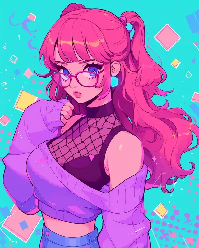 Vaporwave Anime Characters Midjourney Prompt | PromptBase